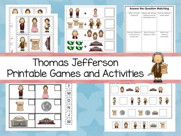 30 Printable Thomas Jefferson Preschool Game Pack. | Made By Teachers