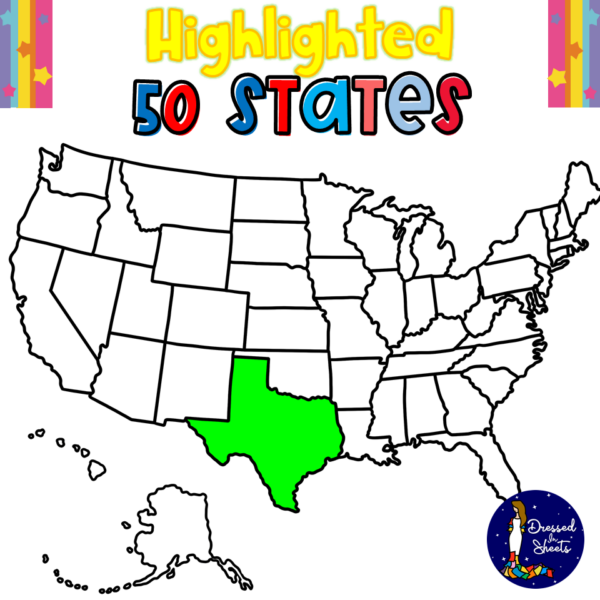Highlighted 50 States Clip Art | Made By Teachers