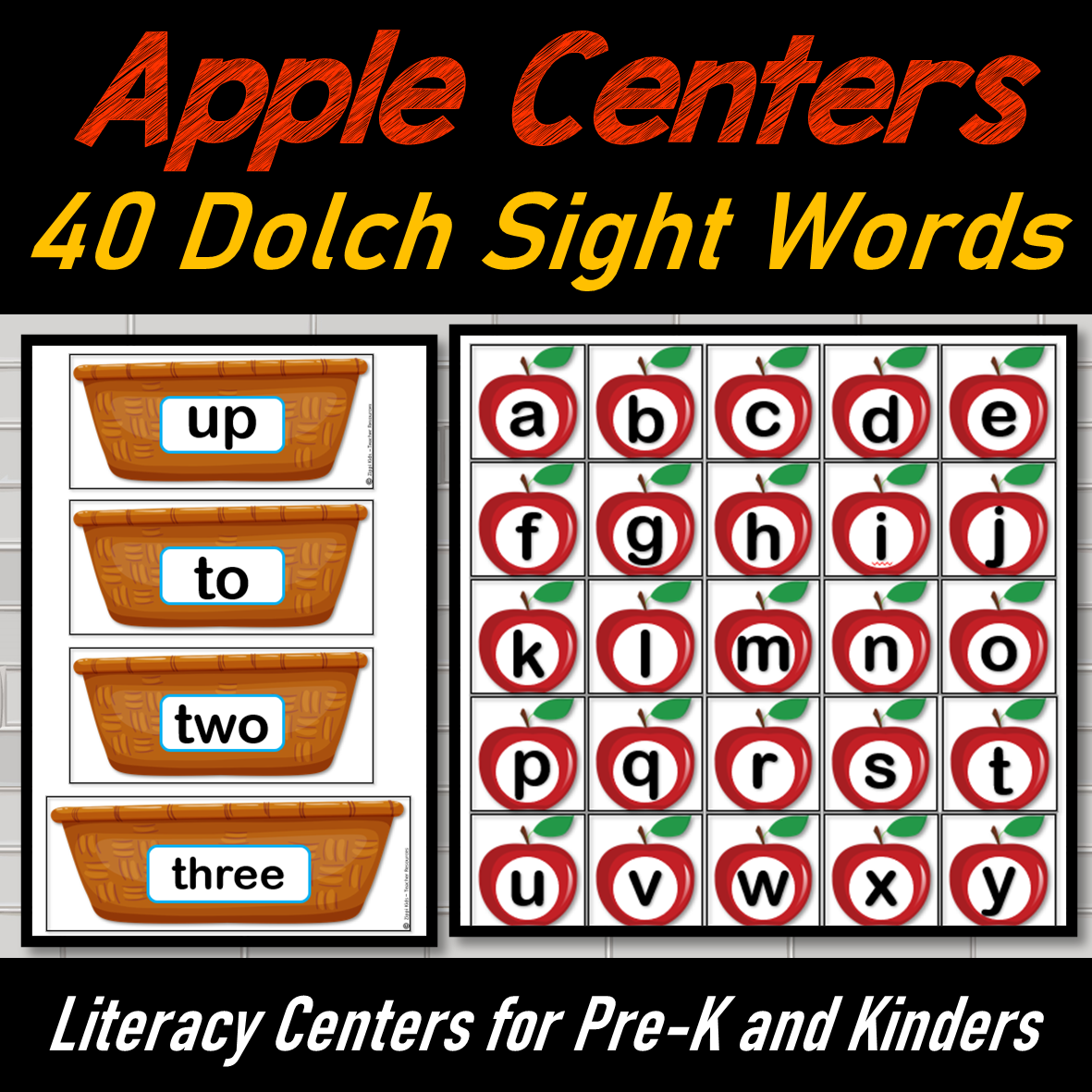 Apple Literacy Centers Sight Words for September | Made By Teachers
