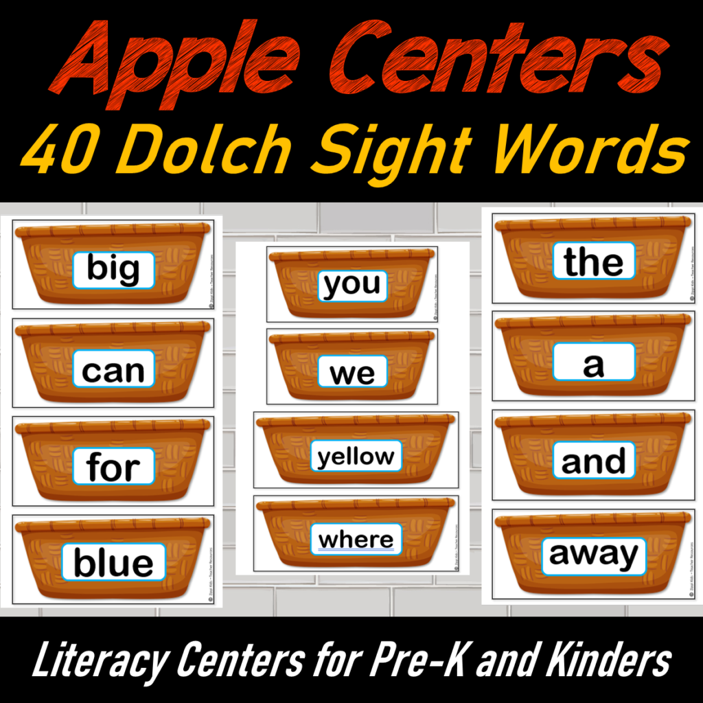 Apple Literacy Centers Sight Words for September | Made By Teachers