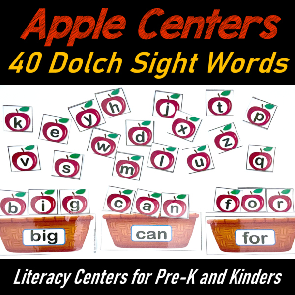 Apple Literacy Centers Sight Words for September | Made By Teachers