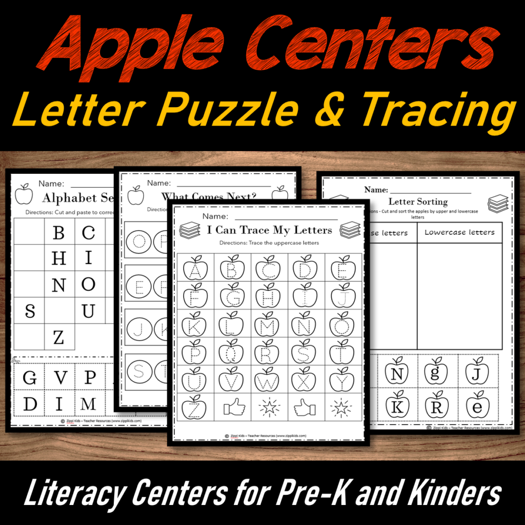 Apple Letter Match Puzzle & Alphabet Tracing - Made By Teachers