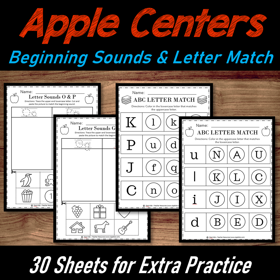 Apple Beginning Sounds and Letter Match | Made By Teachers