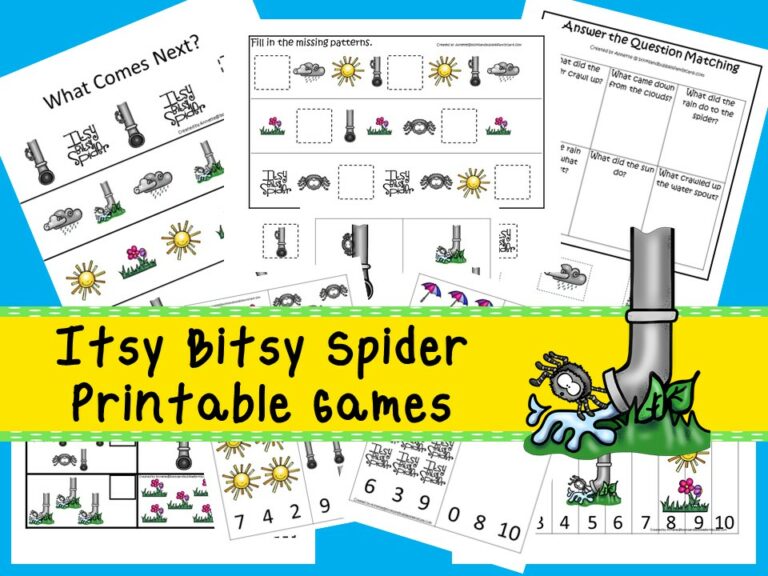 30 Printable Itsy Bitsy Spider Learning Games PreK - Made By Teachers