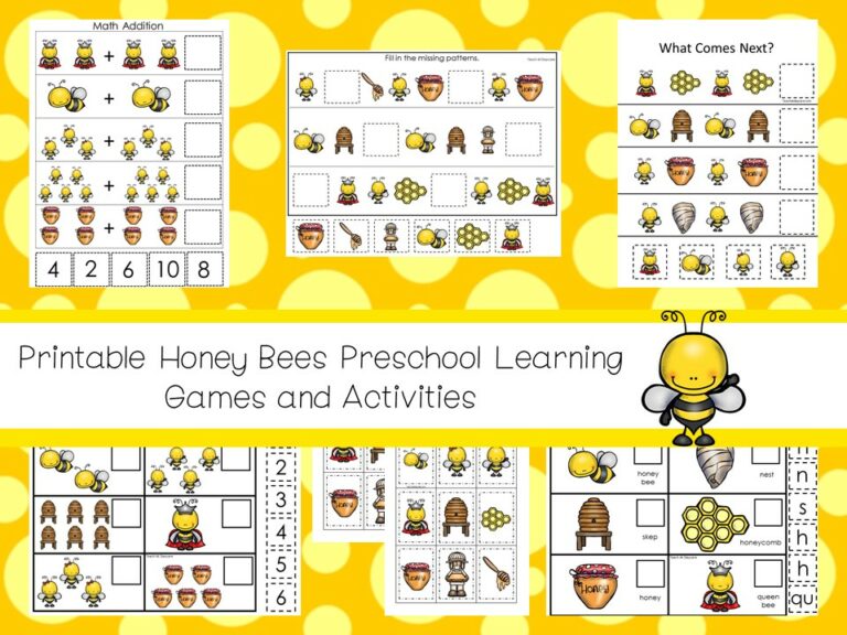 30 Printable Honey Bees Daycare Learning Games. - Made By Teachers