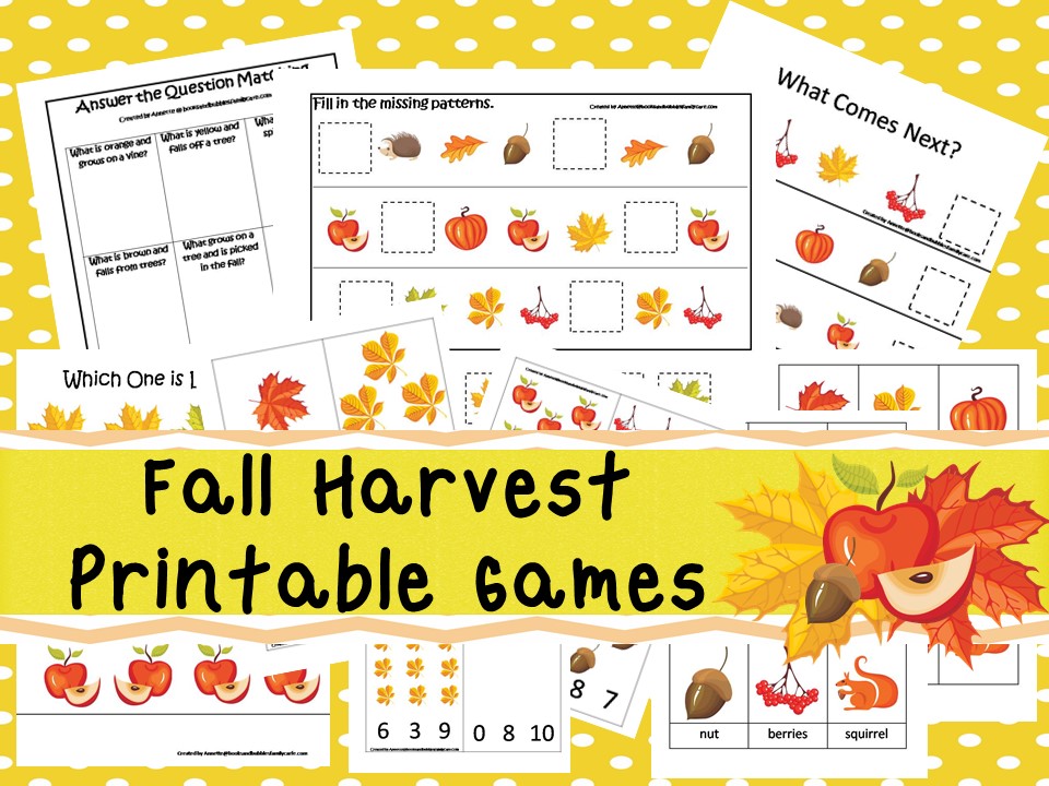 30 Printable Fall themed Child Learning Games. - Made By Teachers