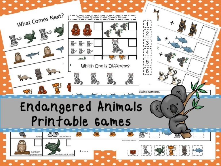 30 Printable Endangered Animals Learning Games. - Made By Teachers