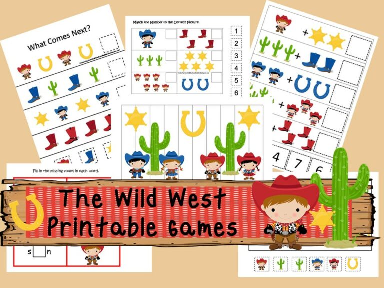 30 Printable Wild West Learning Games PreK. | Made By Teachers