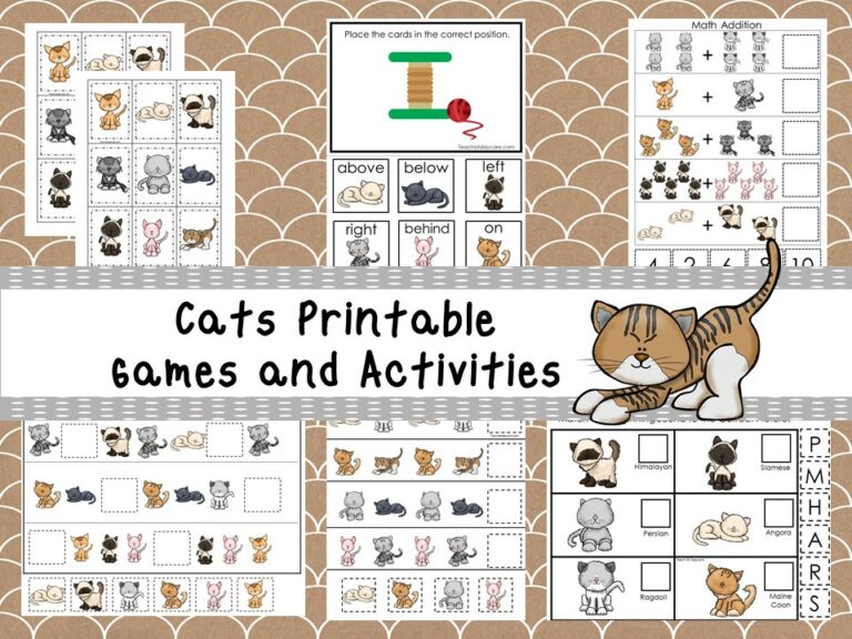 30 Printable Cats themed Preschool Learning Games. | Made By Teachers