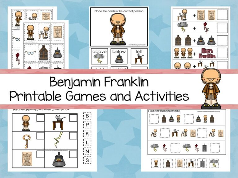 30 Printable Ben Franklin learning games - Made By Teachers