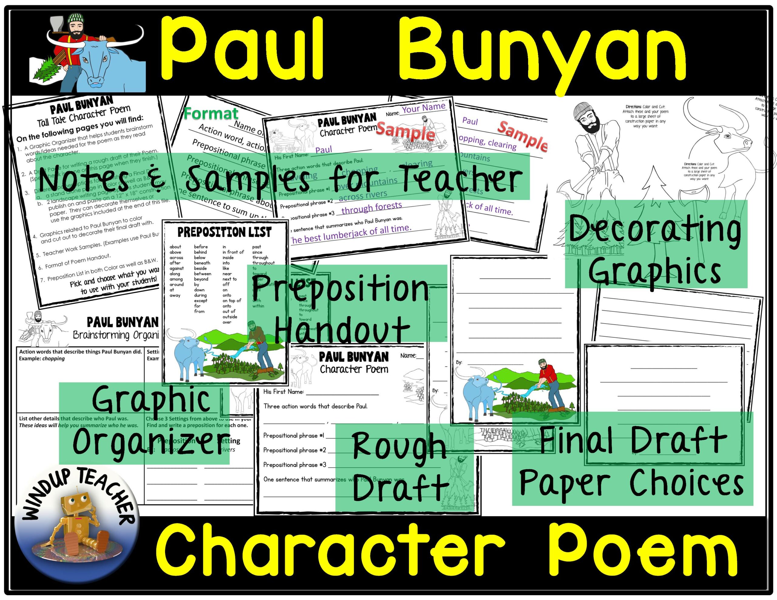 Paul Bunyan Character Poem Activity for Poetry Uni | Made By Teachers