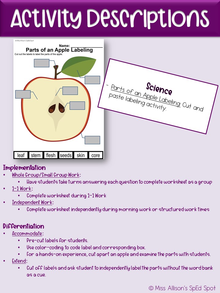 Apples Thematic Unit for Special Education | Made By Teachers