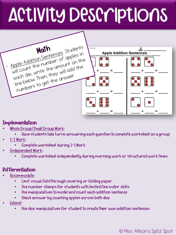 Apples Thematic Unit for Special Education | Made By Teachers
