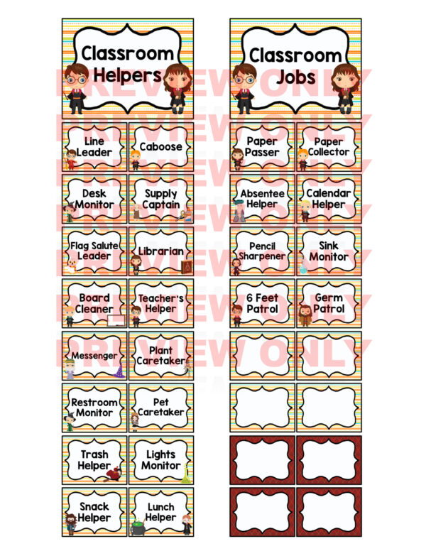 Harry Potter Inspired Classroom Job Chart and Name Tags | Made By Teachers