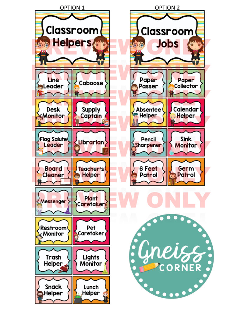Harry Potter Inspired Classroom Job Chart and Name Tags | Made By Teachers