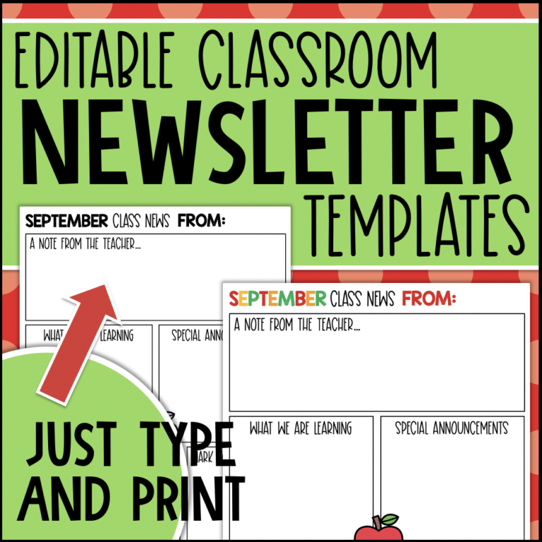 Editable Monthly Classroom Newsletter Templates | Made By Teachers