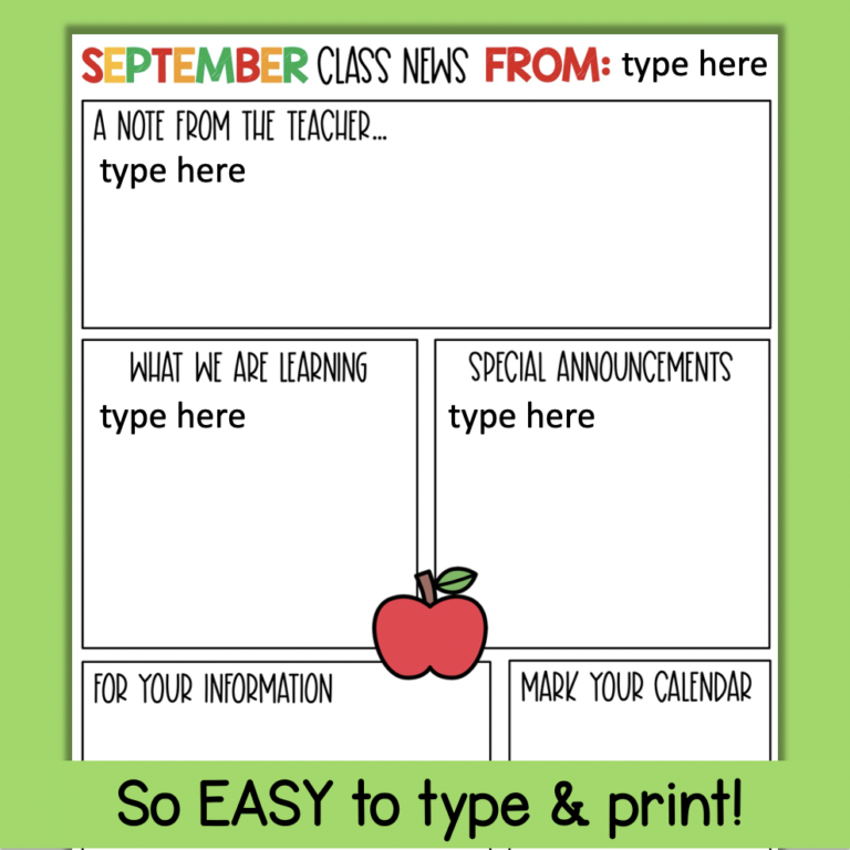 Editable Monthly Classroom Newsletter Templates | Made By Teachers