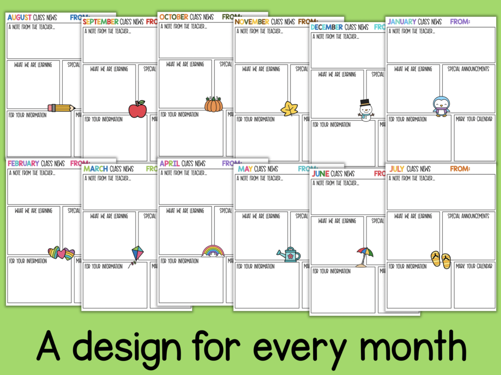Editable Monthly Classroom Newsletter Templates | Made By Teachers