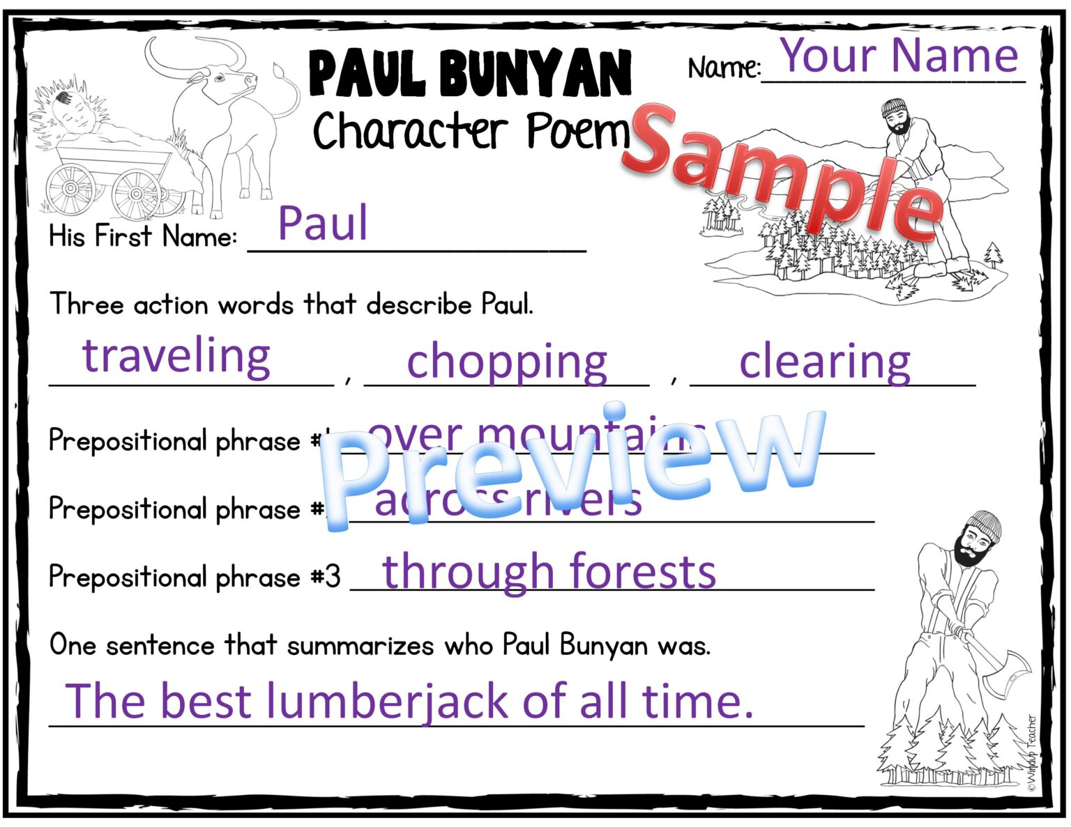 John Henry Character Poem Activity - Made By Teachers
