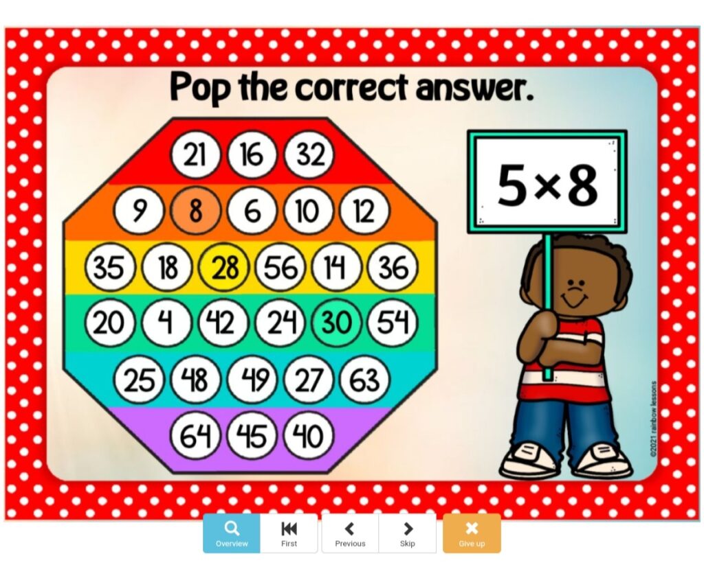 Multiplication Game | Pop it Math Boom Cards | Made By Teachers