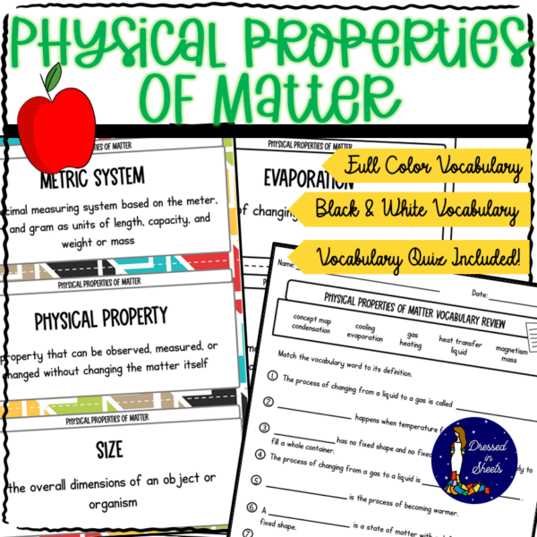 4th Grade Physical Properties of Matter Vocabulary | Made By Teachers