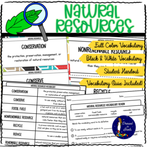 4th Grade Natural Resources Vocabulary | Made By Teachers