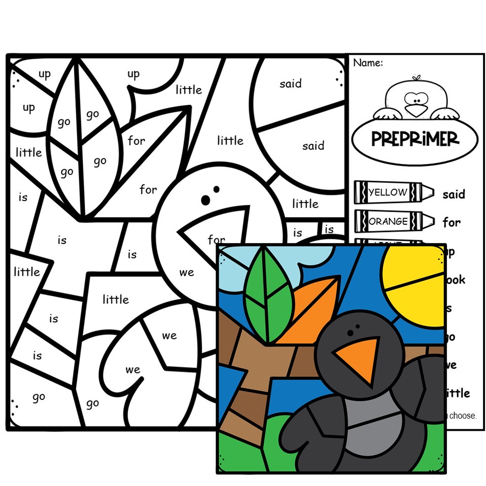 Fall Color by Code Sight Words Prekindergarten - Made By Teachers