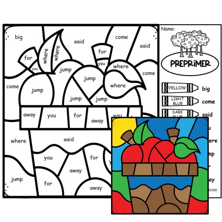 Fall Color by Code Sight Words Prekindergarten - Made By Teachers