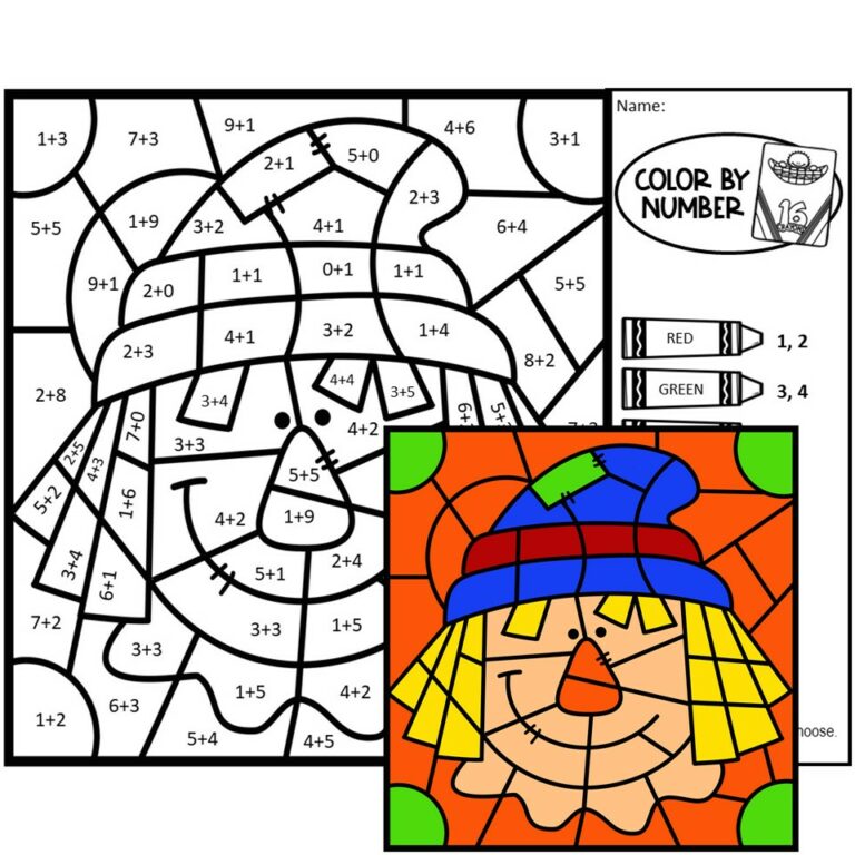 Fall Addition to 10 Color by Number - Made By Teachers