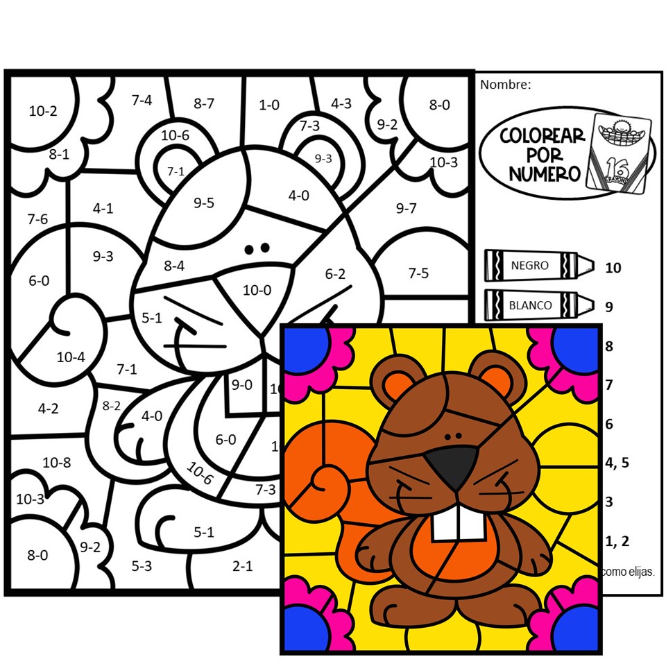 Fall Subtraction Color by Number in Spanish | Made By Teachers