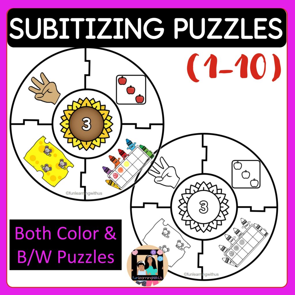 Subitizing Number Sense Math puzzles (1-10) - Made By Teachers