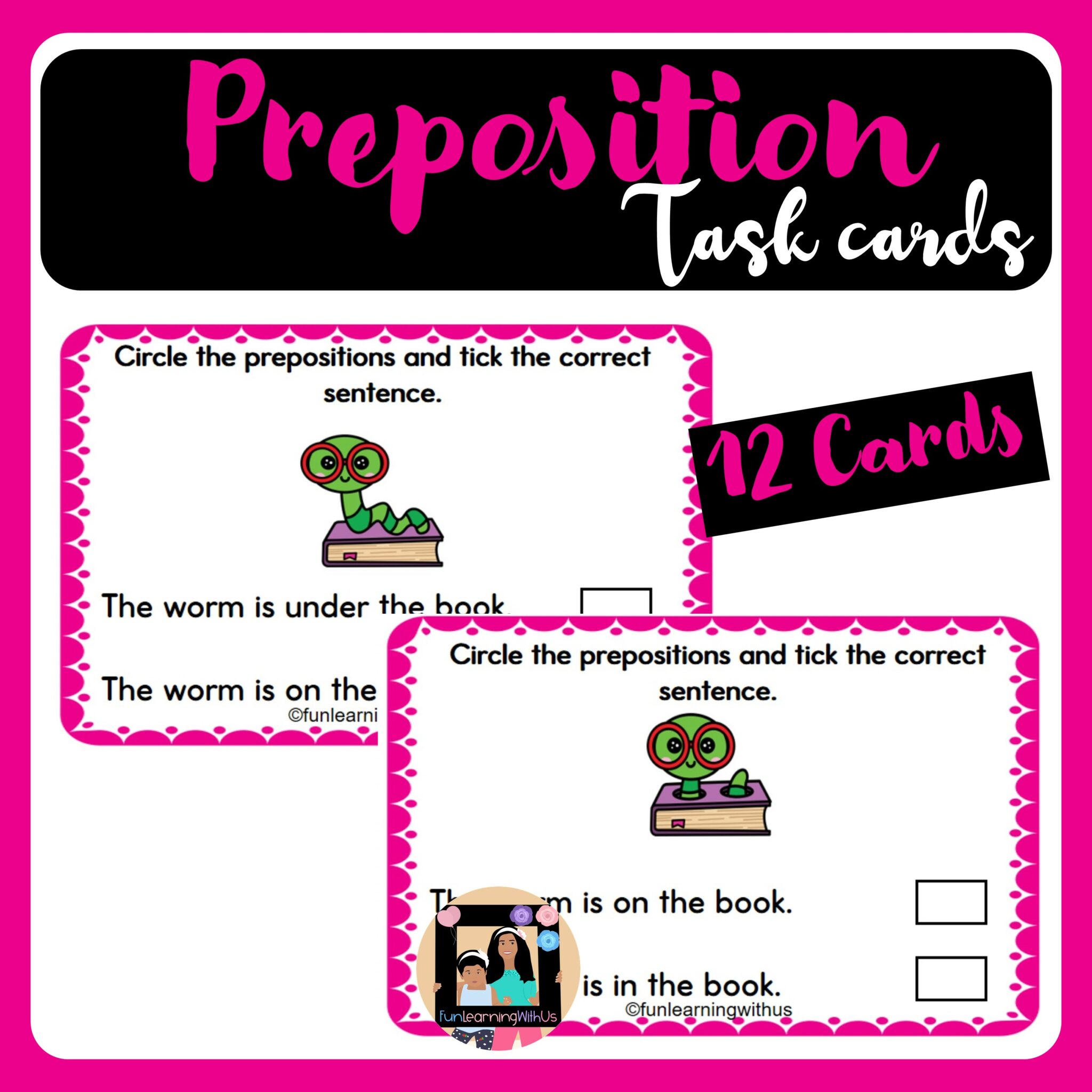 Prepositions Task Cards for Literacy centers - Made By Teachers