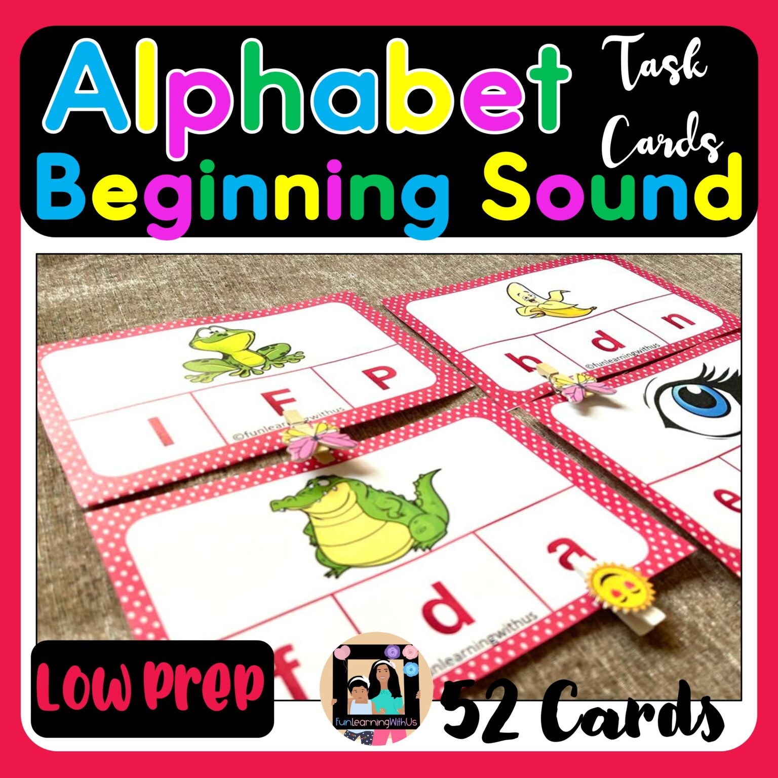 LOW PREP Alphabet Beginning Sound Task Cards - Made By Teachers