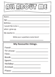 Back to school all about me life skill worksheets - Made By Teachers