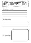 Back to school all about me life skill worksheets - Made By Teachers