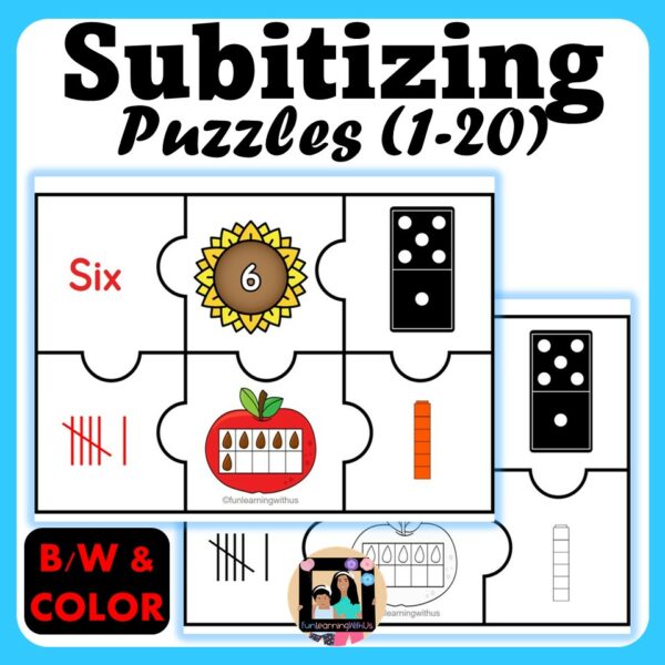 Subitizing Number Sense Math Puzzles (1-20) | Made By Teachers
