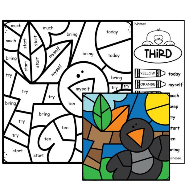 Fall Color by Code Sight Words Third Grade - Made By Teachers