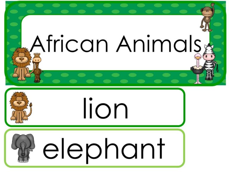 African Animals Word Wall Weekly Class Accessory. - Made By Teachers