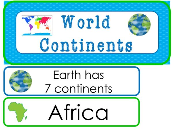 Continents Classroom Word Wall Bulletin Board Set - Made By Teachers