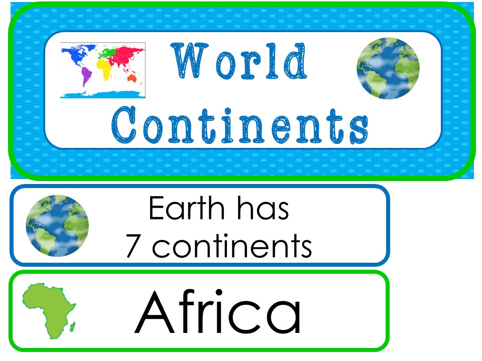 Continents Classroom Word Wall Bulletin Board Set - Made By Teachers
