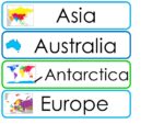 Continents Classroom Word Wall Bulletin Board Set - Made By Teachers
