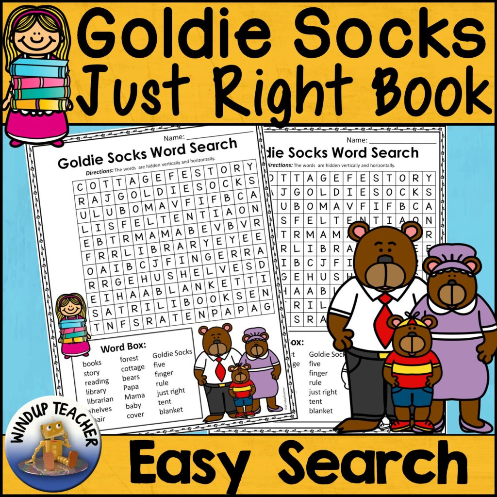 Just Right Book Word Search Easy | Made By Teachers