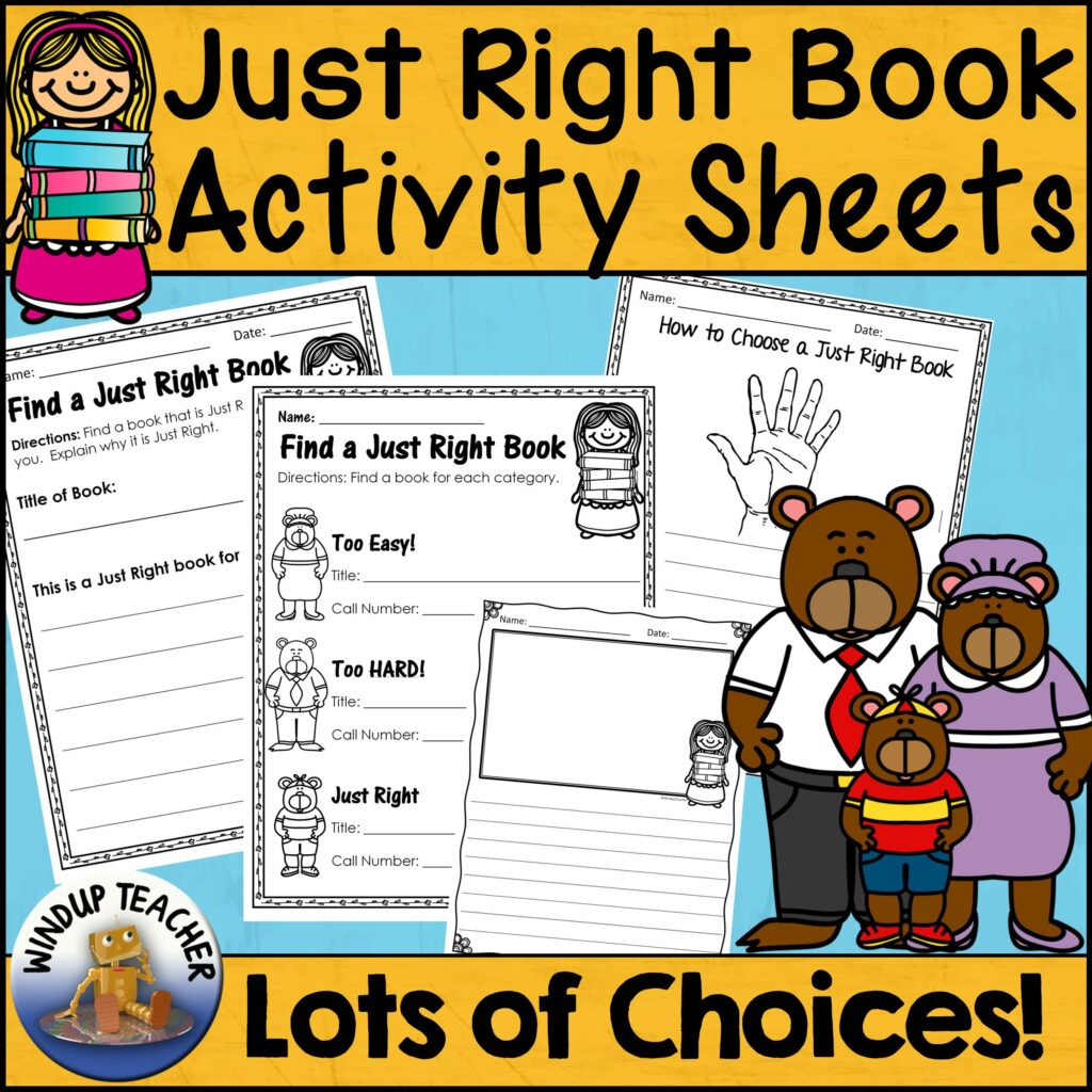 Just Right Book Activities and Writing Papers - Made By Teachers