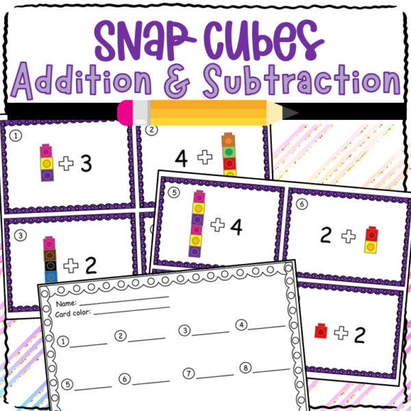Snap Cubes Single Digit Addition & Subtraction Task Cards | Made By ...