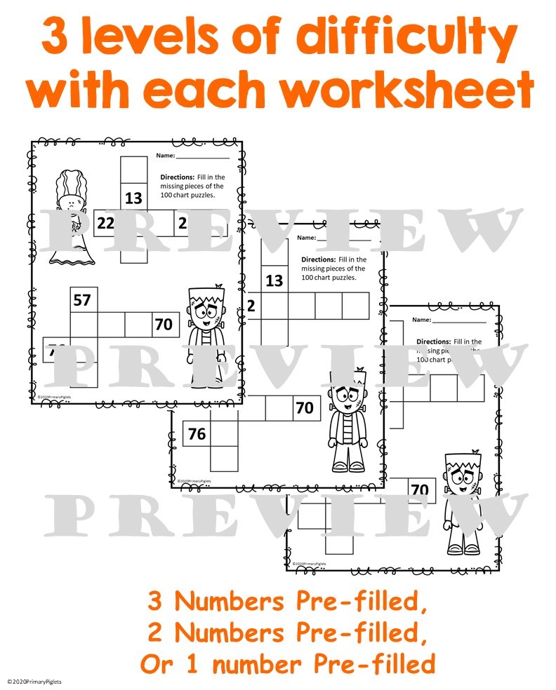 Halloween 100S Charts Worksheets Bundle | Made By Teachers