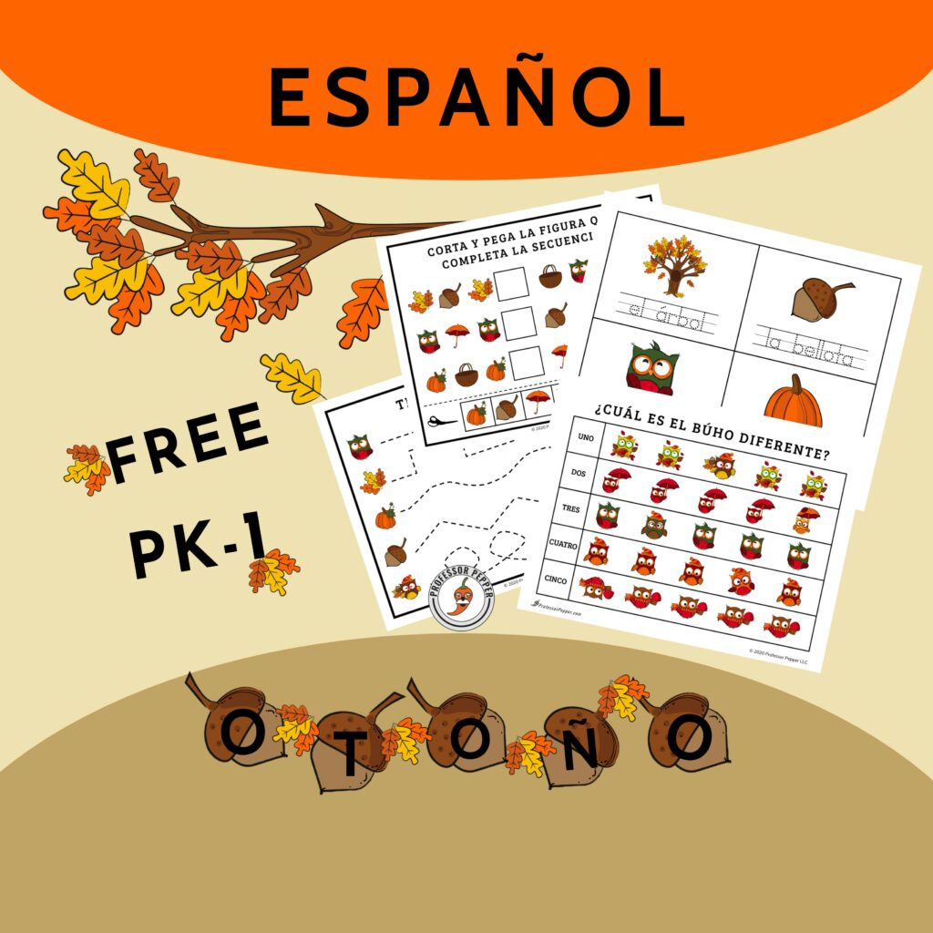 Free Spanish Sampler for PK-1 - Otoño - Made By Teachers