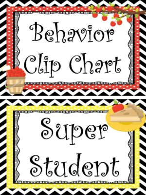 8 Apple theme Classroom Behavior Clip Chart Cards. - Made By Teachers