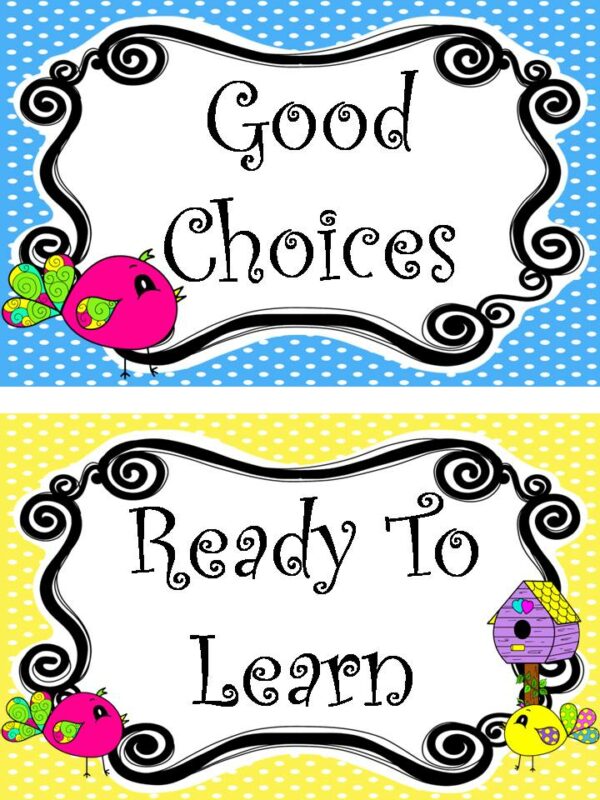8 Birdies theme Class Behavior Clip Chart Cards. | Made By Teachers