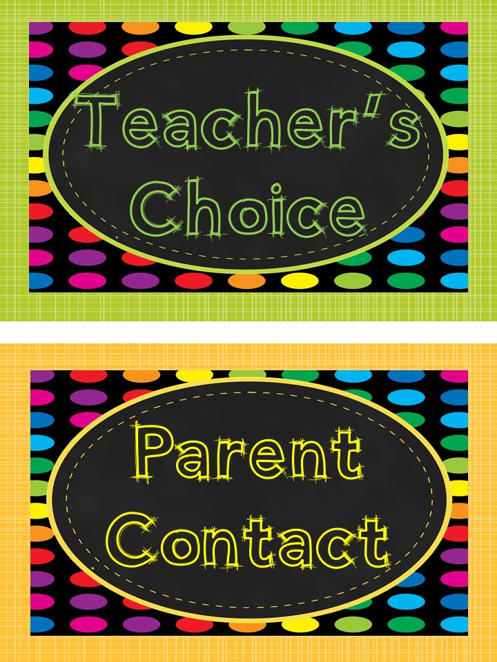 7 Bright Polka Dots Chalkboard Behavior Cards. | Made By Teachers