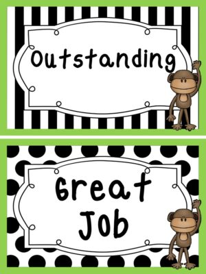 7 Black White and Green Monkeys Behavior Charts - Made By Teachers